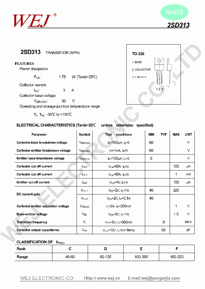 2SD313_7541520.PDF Datasheet Download --- IC-ON-LINE
