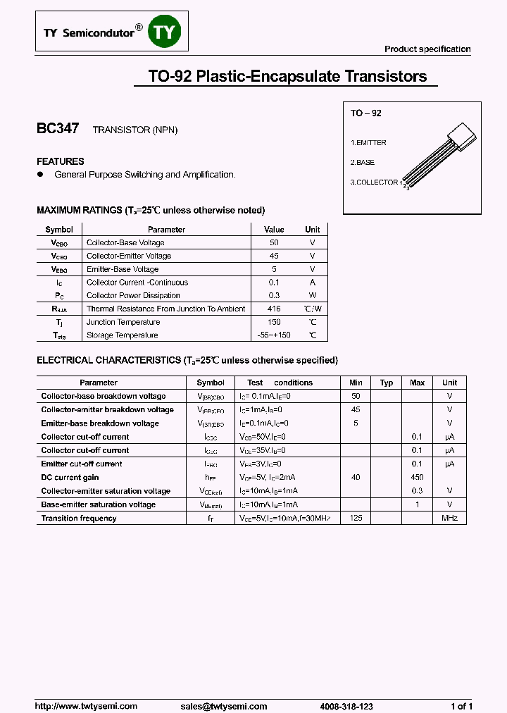 BC347_7566352.PDF Datasheet Download --- IC-ON-LINE