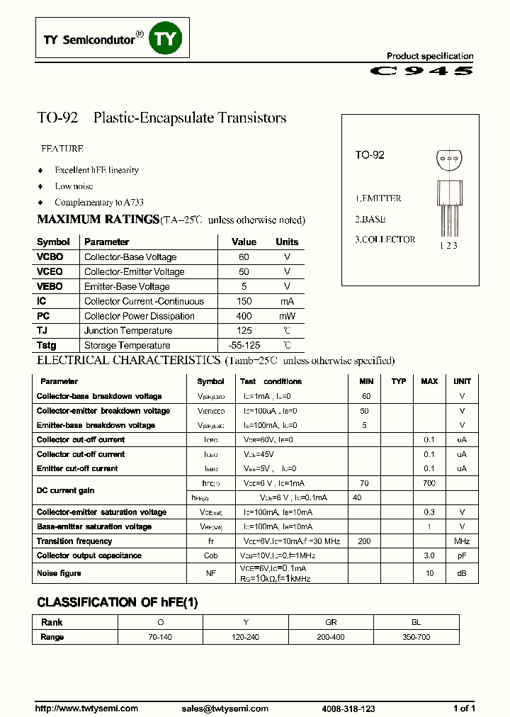 C945 7567541.pdf Datasheet Download --- Ic-on-line