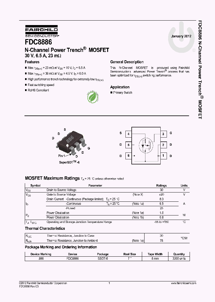 FDC8886_7571152.PDF Datasheet Download --- IC-ON-LINE