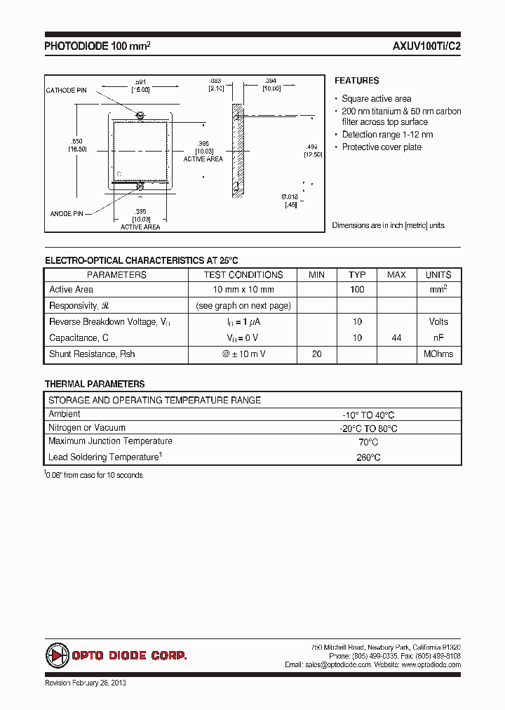 AXUV100C2_7579716.PDF Datasheet Download --- IC-ON-LINE