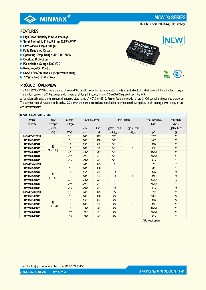MCWI03-12S033_7582289.PDF Datasheet Download --- IC-ON-LINE