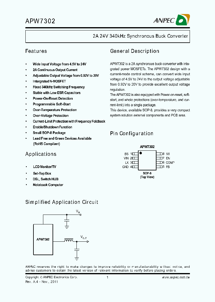 APW7302_7603445.PDF Datasheet Download --- IC-ON-LINE