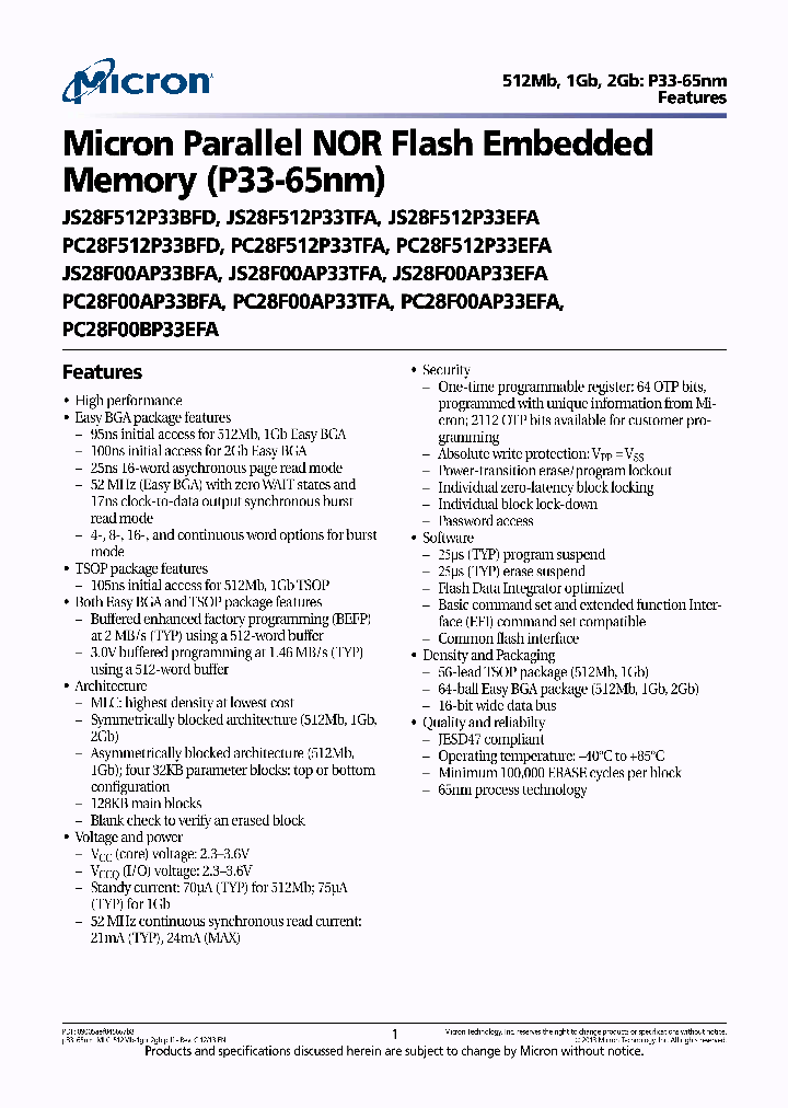 JS28F00AP33BFA_7604111.PDF Datasheet Download --- IC-ON-LINE