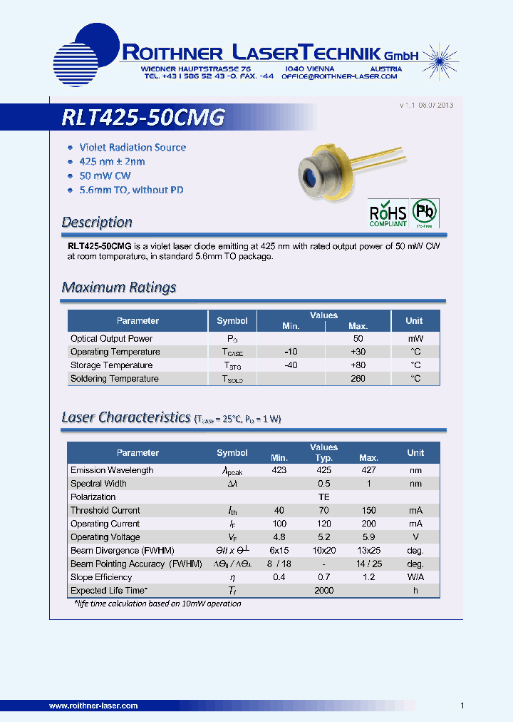 RLT425-50CMG_7604753.PDF Datasheet Download --- IC-ON-LINE