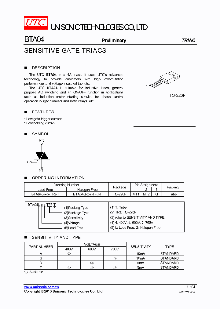 BTA04_7607537.PDF Datasheet Download --- IC-ON-LINE