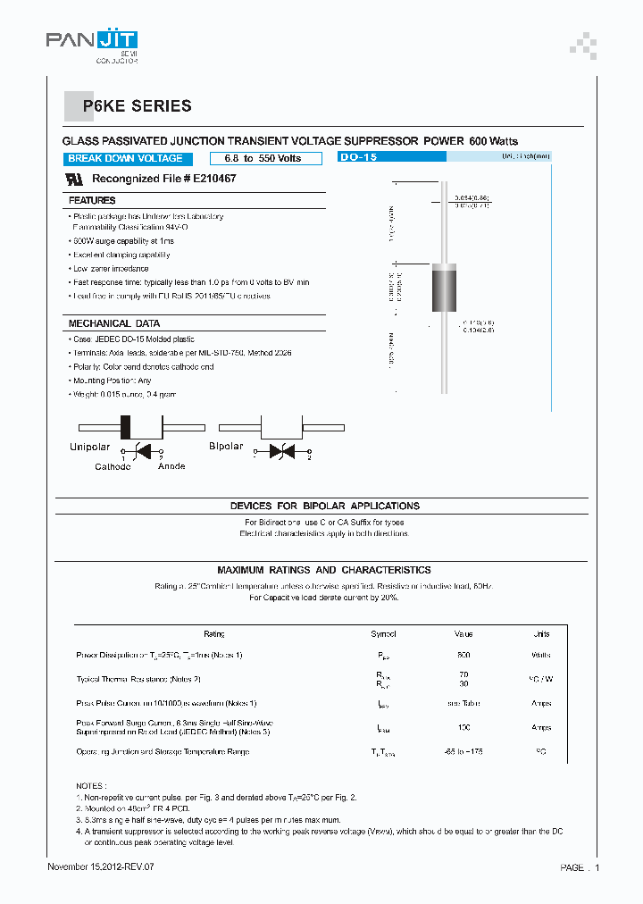 P6KESERIES14_7613726.PDF Datasheet Download --- IC-ON-LINE