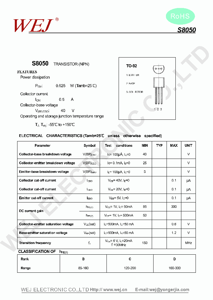 S8050_7613893.PDF Datasheet Download --- IC-ON-LINE