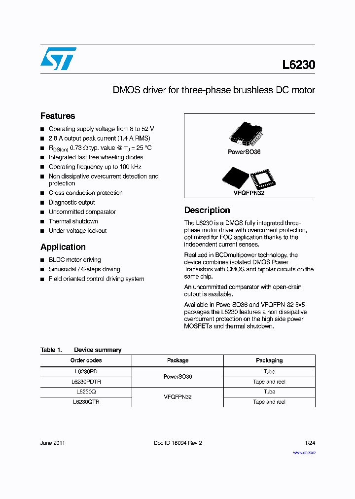L6230_7633207.PDF Datasheet Download --- IC-ON-LINE