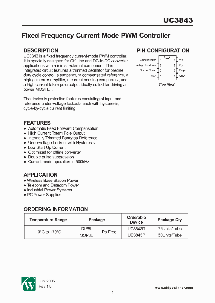 UC3843_7670897.PDF Datasheet Download --- IC-ON-LINE