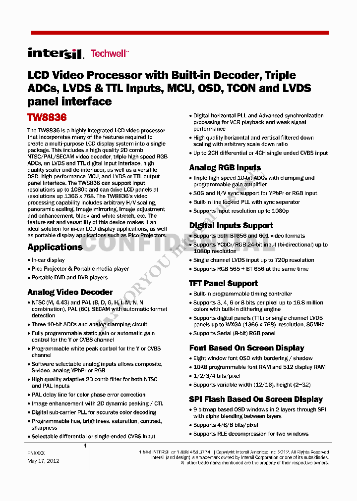TW8836_7679616.PDF Datasheet Download --- IC-ON-LINE