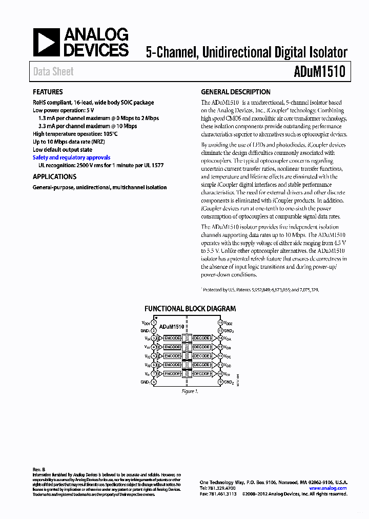 ADUM1510_7690687.PDF Datasheet Download --- IC-ON-LINE