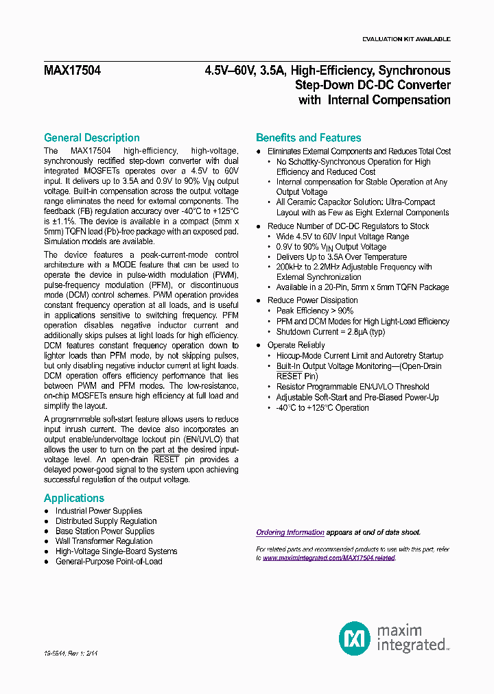 MAX17504_7698686.PDF Datasheet Download --- IC-ON-LINE