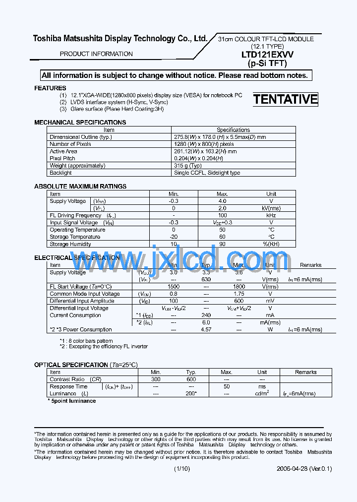 LTD121EXVV_7704027.PDF Datasheet Download --- IC-ON-LINE