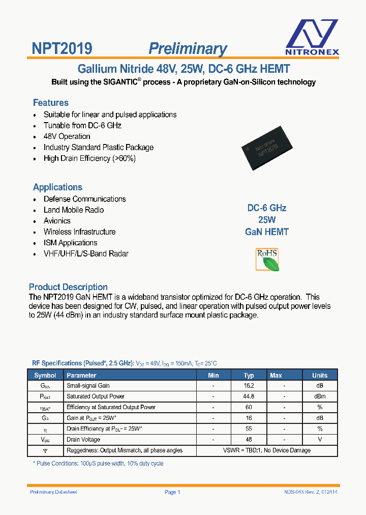 NPT2019_7726719.PDF Datasheet Download --- IC-ON-LINE