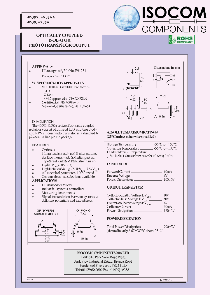 4N38X_7736133.PDF Datasheet Download --- IC-ON-LINE