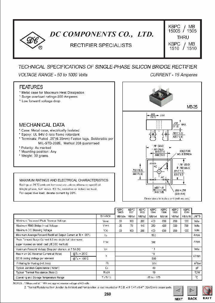 KBPC1501_7749708.PDF Datasheet Download --- IC-ON-LINE