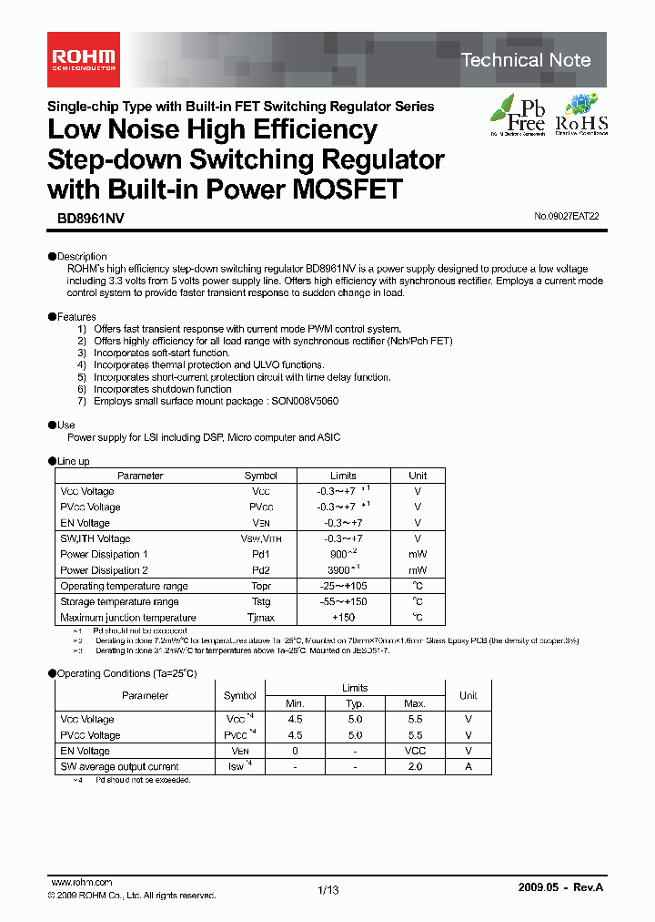 BD8961NV_7809021.PDF Datasheet Download --- IC-ON-LINE