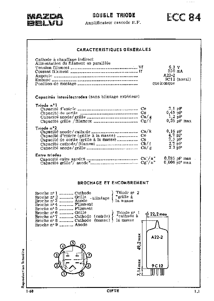 ECC84_7752923.PDF Datasheet Download --- IC-ON-LINE
