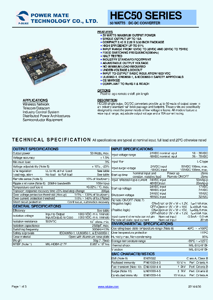 HEC50-24S05_7791375.PDF Datasheet Download --- IC-ON-LINE