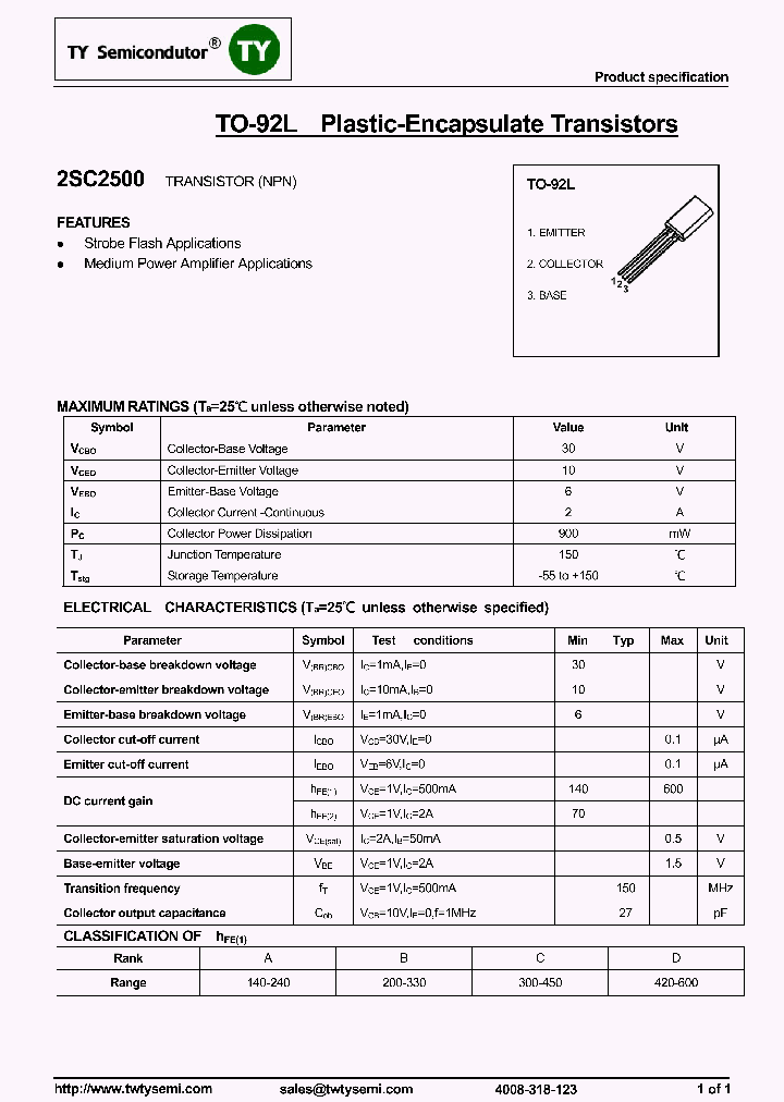 2SC2500_7791625.PDF Datasheet Download --- IC-ON-LINE