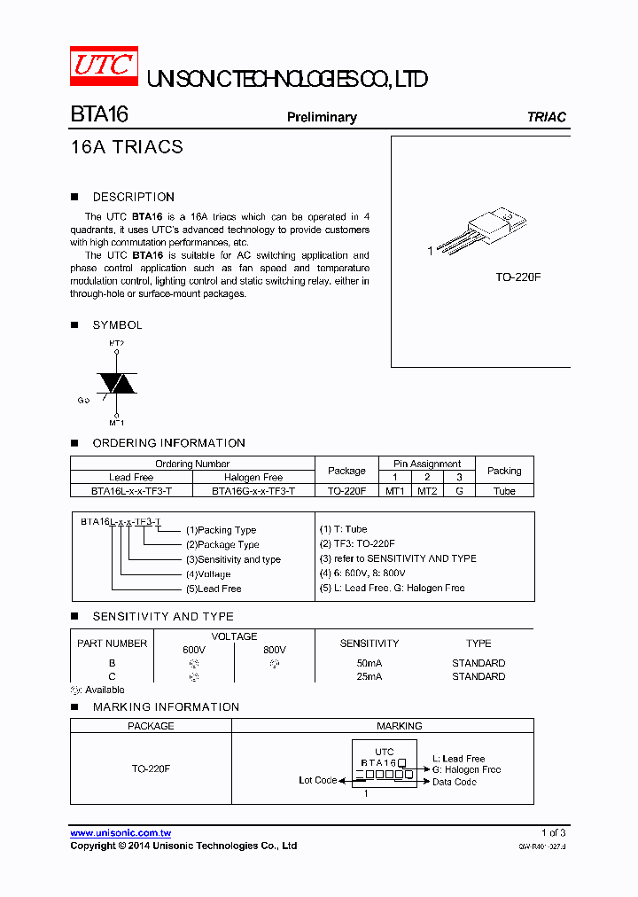 BTA16_7840836.PDF Datasheet Download --- IC-ON-LINE