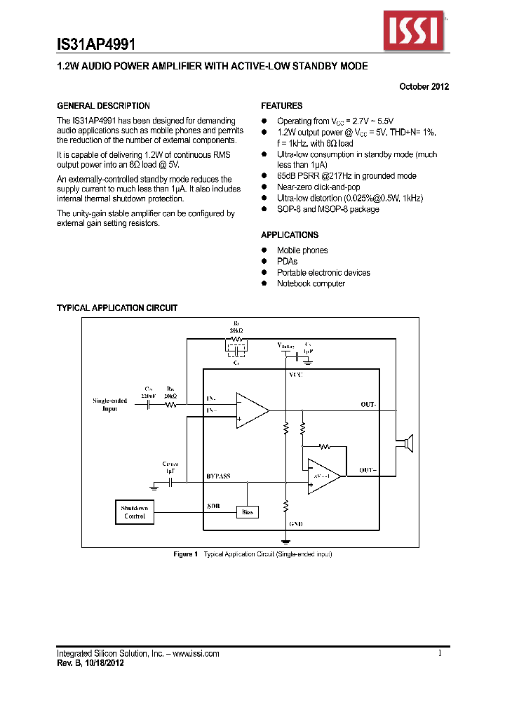 IS31AP4991-SLS2-TR_7860582.PDF Datasheet Download --- IC-ON-LINE