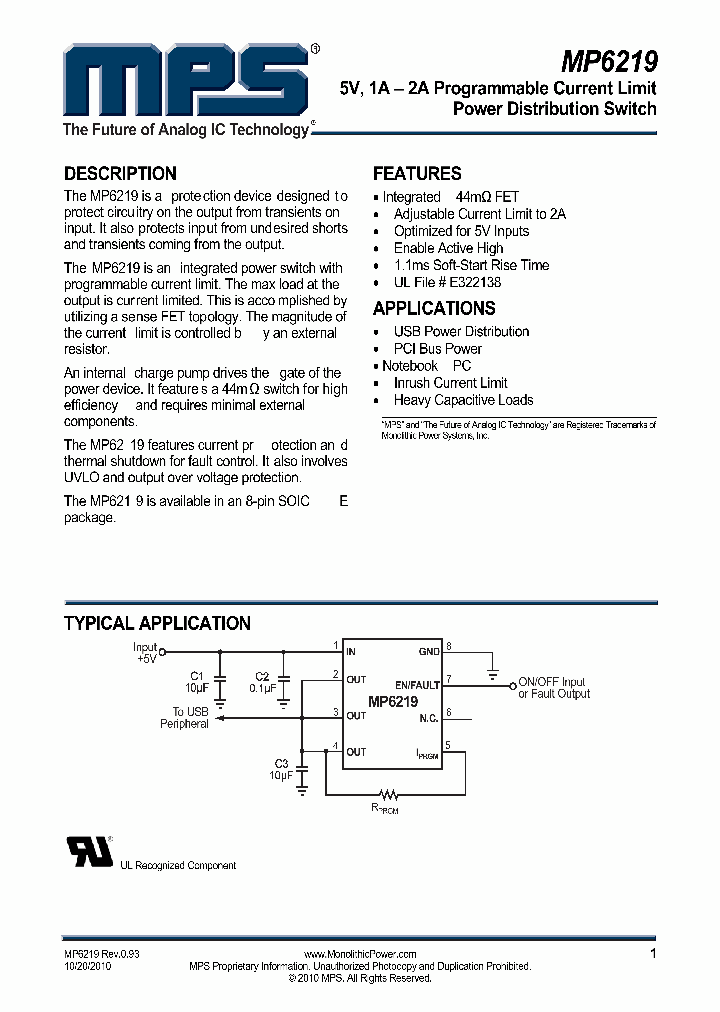 MP6219_7768548.PDF Datasheet Download --- IC-ON-LINE