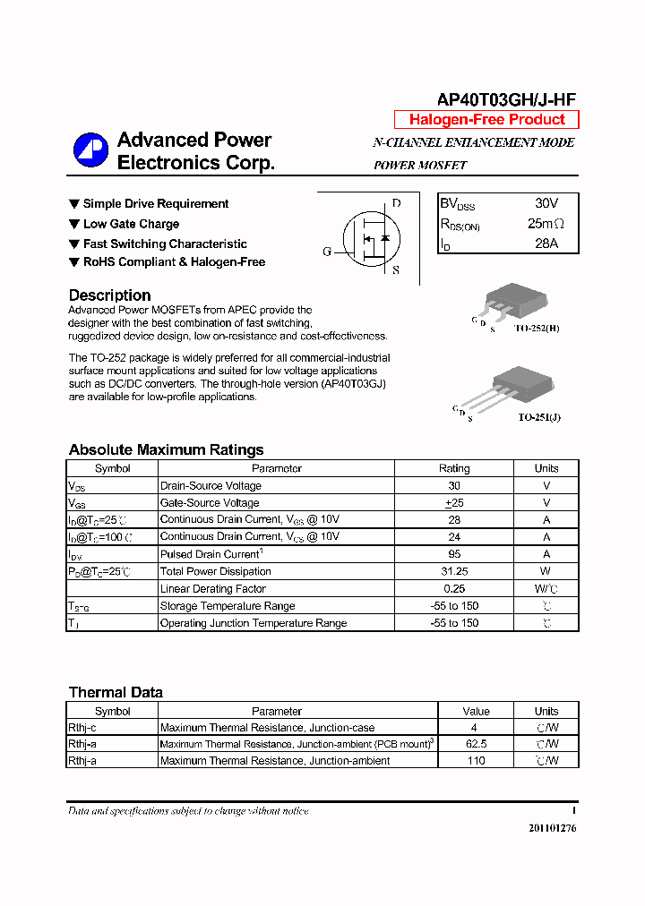 AP40T03GH-HF14_7868658.PDF Datasheet Download --- IC-ON-LINE