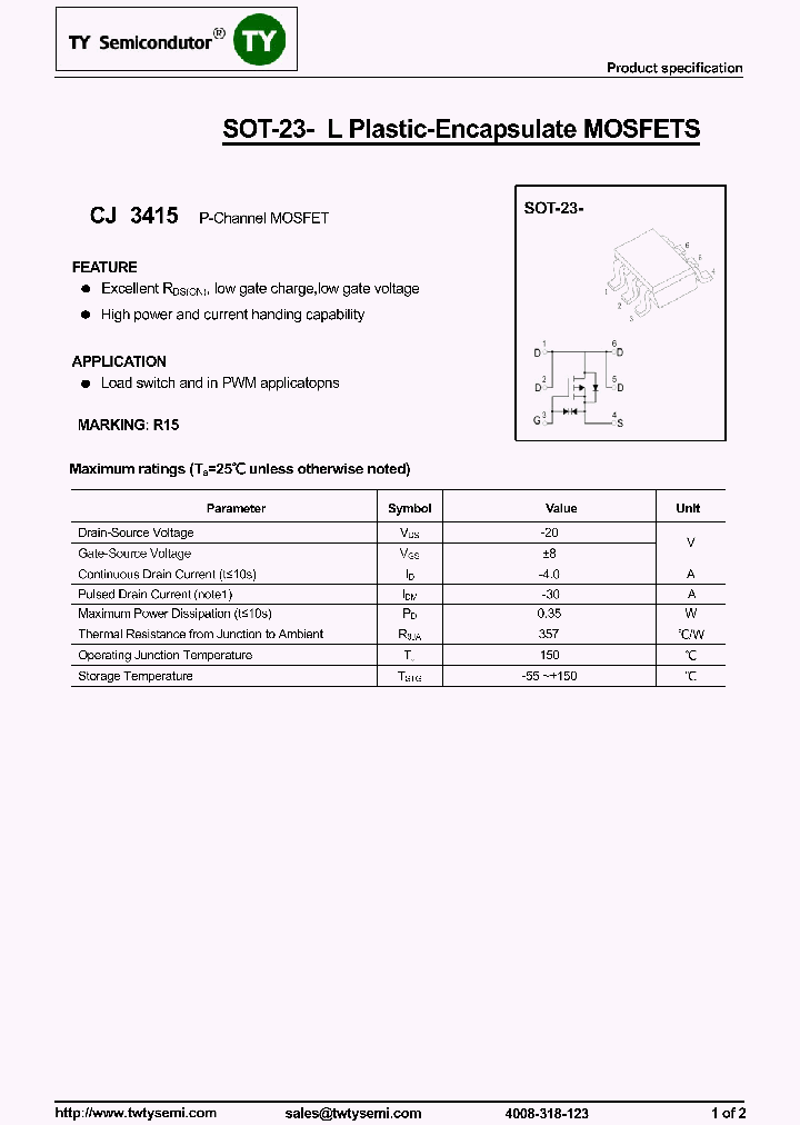 CJL3415_7888382.PDF Datasheet Download --- IC-ON-LINE