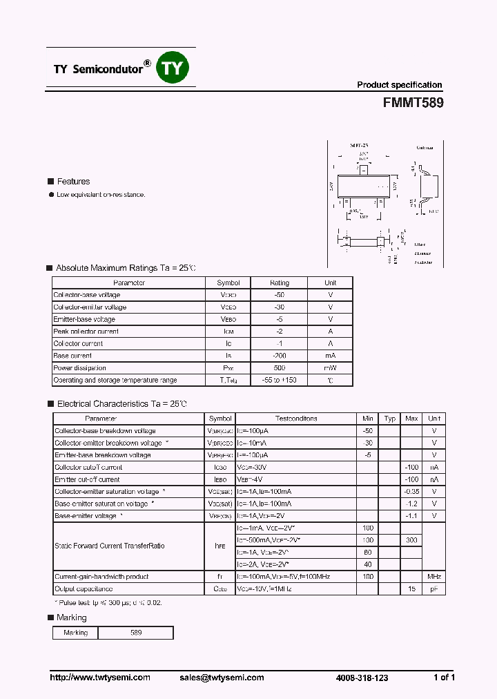 FMMT589_7916954.PDF Datasheet Download --- IC-ON-LINE