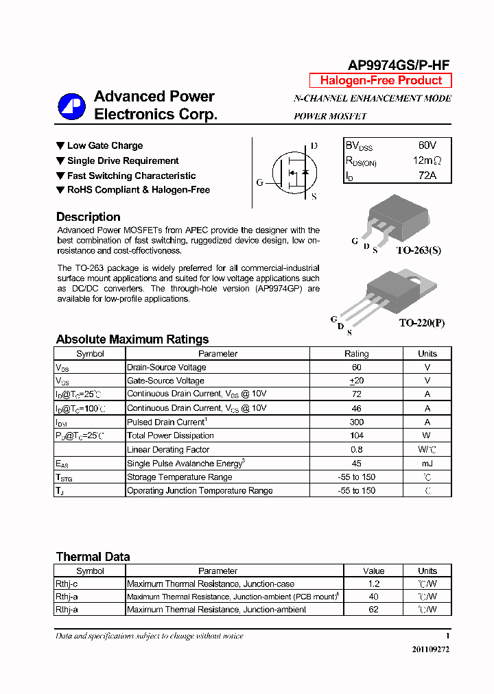 AP9974GS-HF14_7929051.PDF Datasheet Download --- IC-ON-LINE