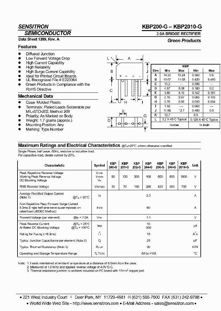 KBP208G_7954464.PDF Datasheet Download --- IC-ON-LINE