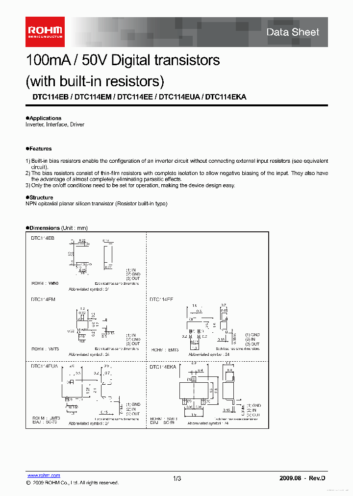 DTC114EKA_7807653.PDF Datasheet Download --- IC-ON-LINE