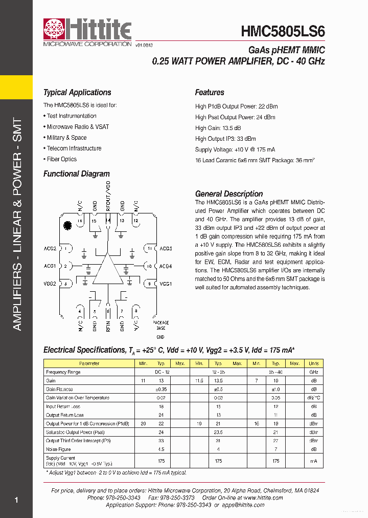 HMC5805LS6_7803286.PDF Datasheet Download --- IC-ON-LINE