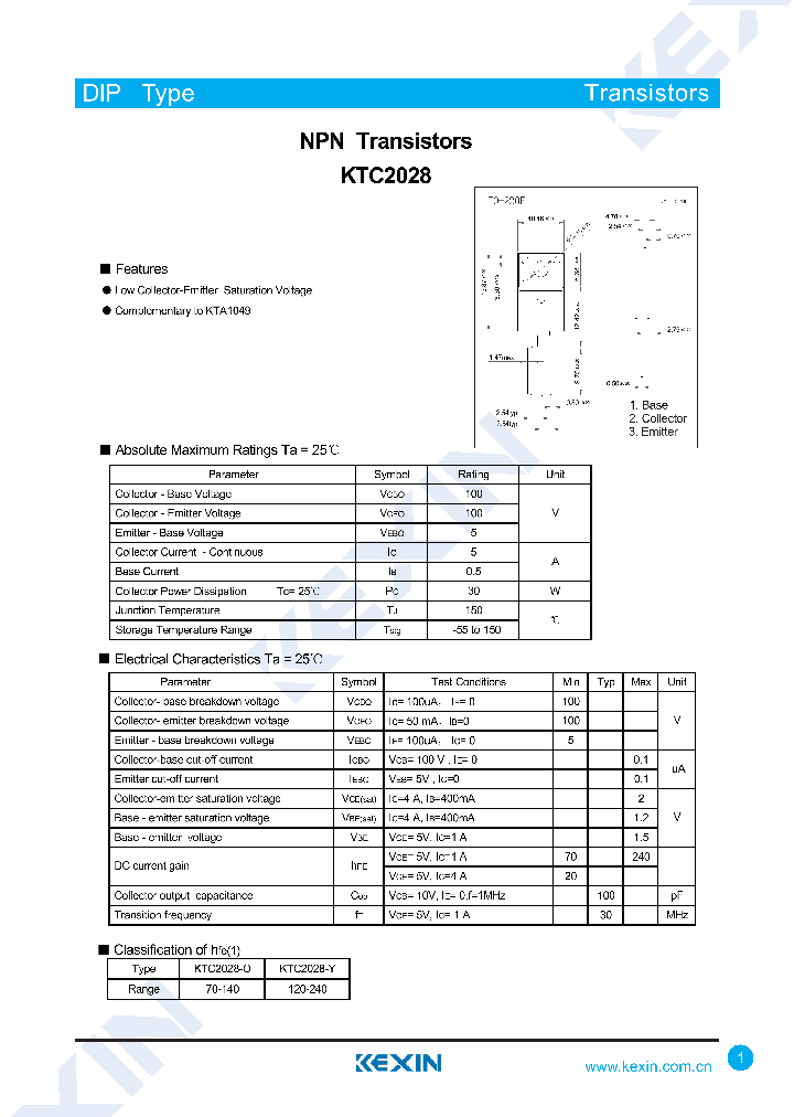 KTC2028-O_8027300.PDF Datasheet Download --- IC-ON-LINE