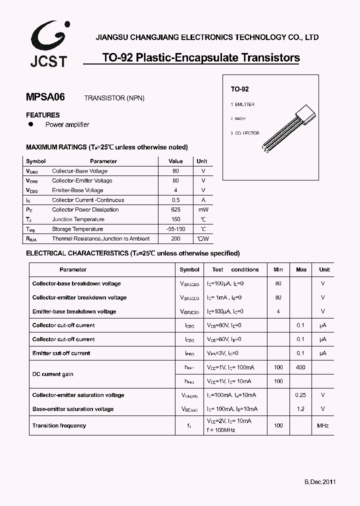 MPSA06_8027542.PDF Datasheet Download --- IC-ON-LINE