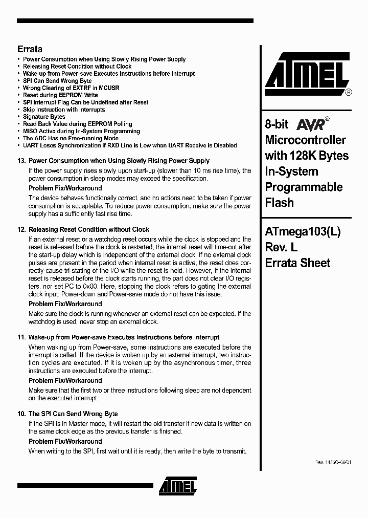 ATMEGA103-14_8043085.PDF Datasheet Download --- IC-ON-LINE