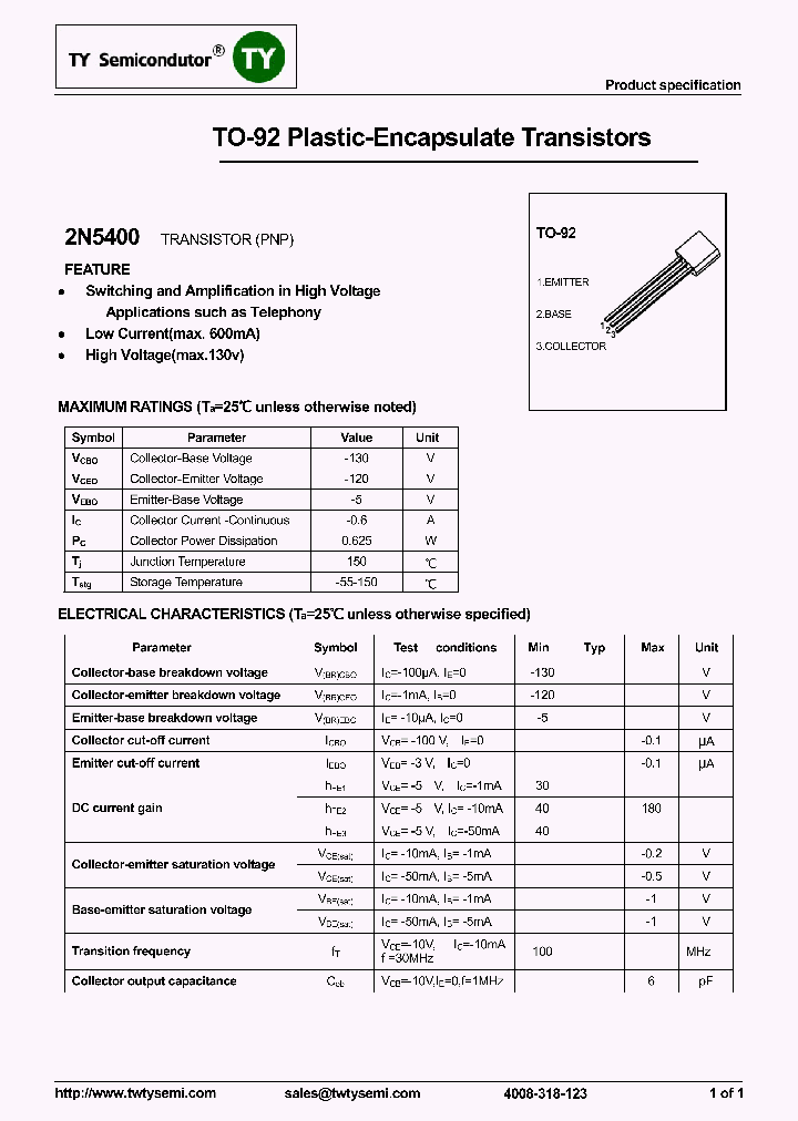 2N5400_8044081.PDF Datasheet Download --- IC-ON-LINE