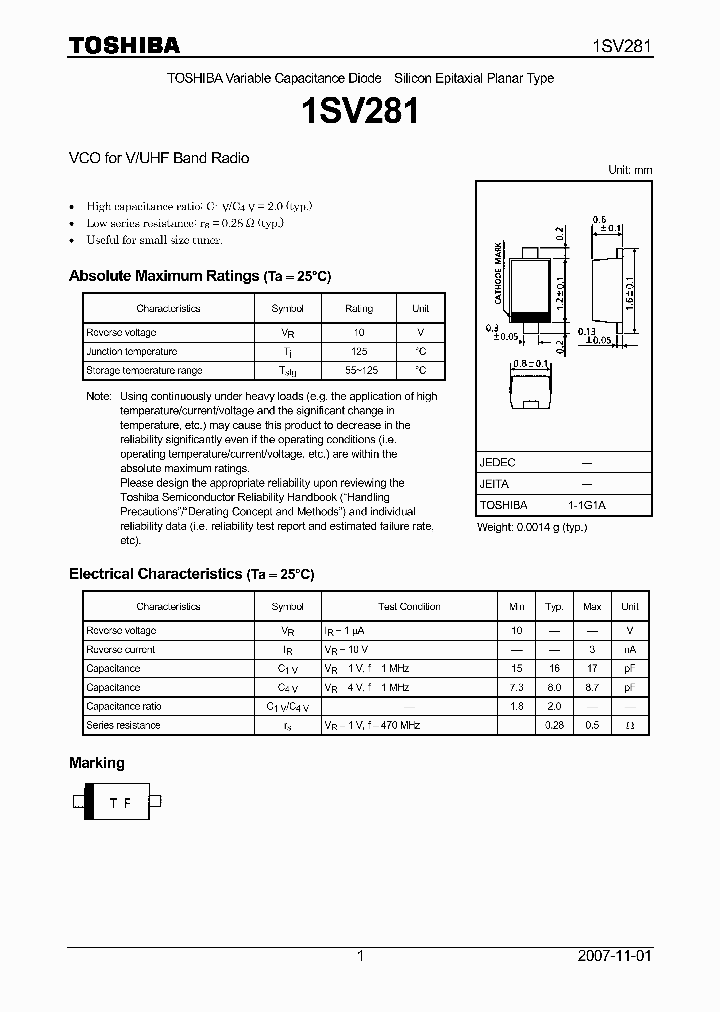 1SV281TPH3F_8048073.PDF Datasheet Download --- IC-ON-LINE