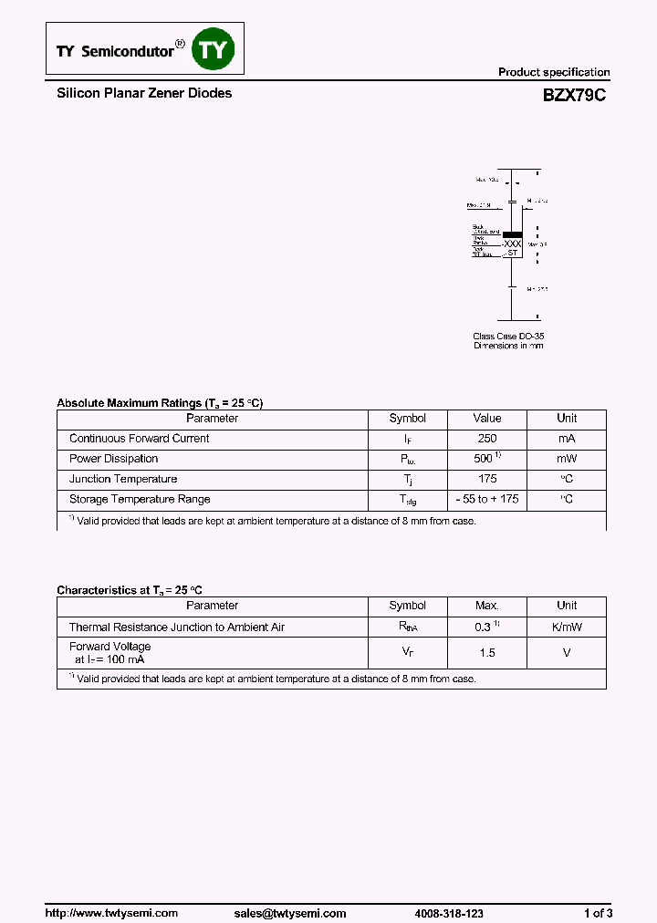 BZX79C4V3_8060849.PDF Datasheet Download --- IC-ON-LINE