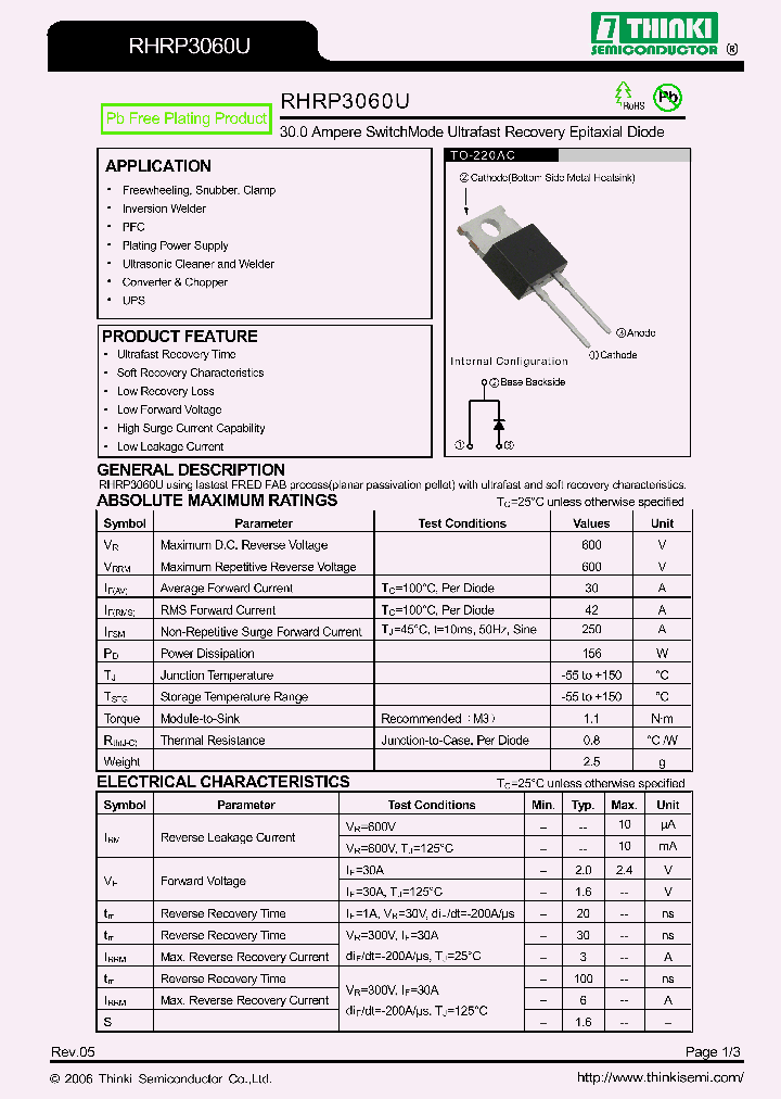 RHRP3060U_8081908.PDF Datasheet Download --- IC-ON-LINE