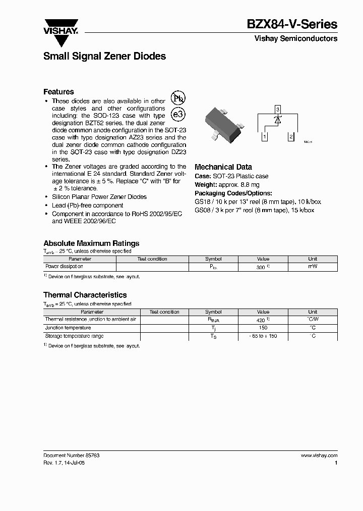 BZX84C5V1-V-GS08_8097610.PDF Datasheet Download --- IC-ON-LINE