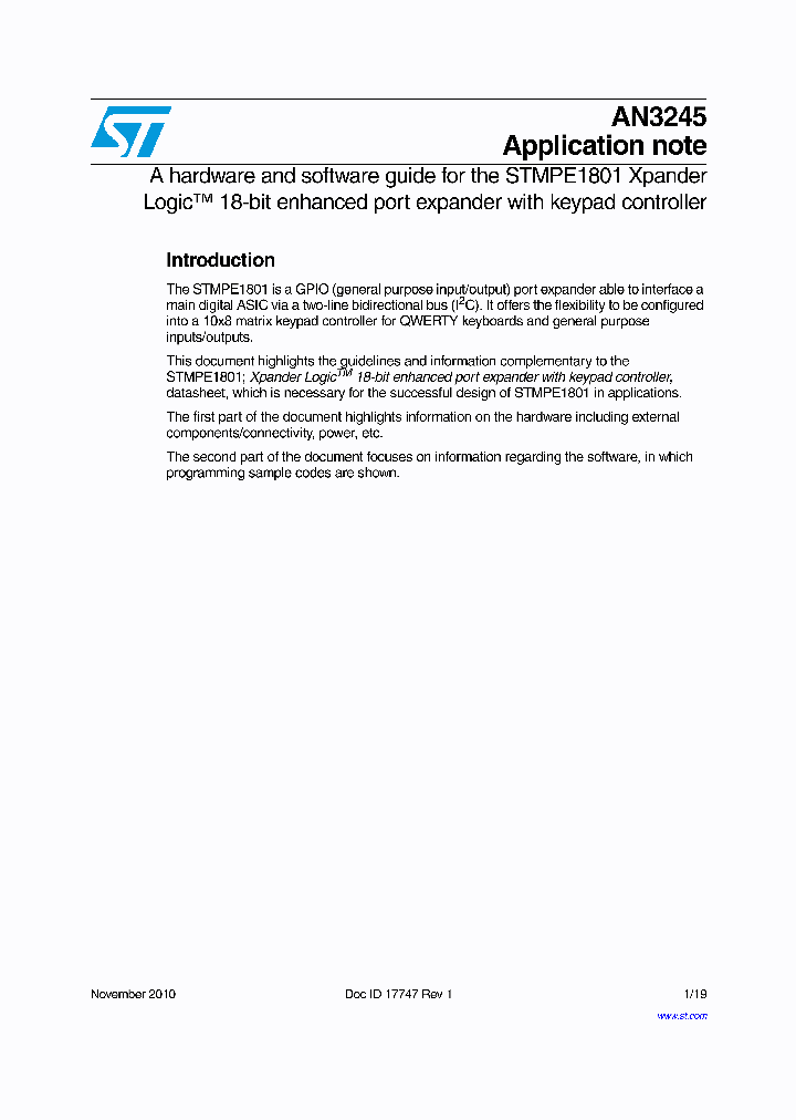 AN3245_8100009.PDF Datasheet Download --- IC-ON-LINE