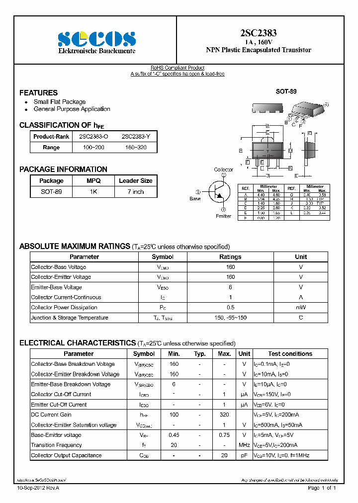 2SC2383_8141372.PDF Datasheet Download --- IC-ON-LINE