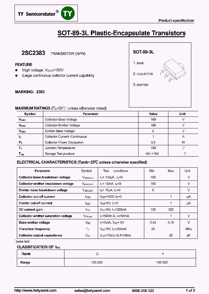 2SC2383-SOT89-3L_8141381.PDF Datasheet Download --- IC-ON-LINE