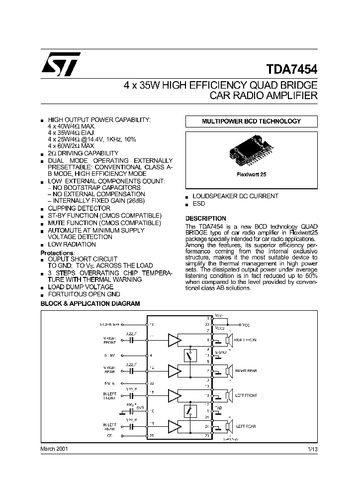 TDA7454_8143452.PDF Datasheet Download --- IC-ON-LINE