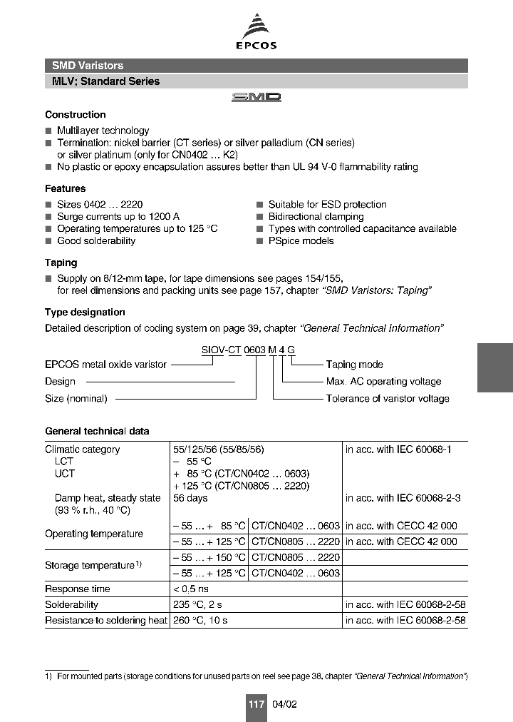 SIOV-CT0603M4G_8156177.PDF Datasheet Download --- IC-ON-LINE