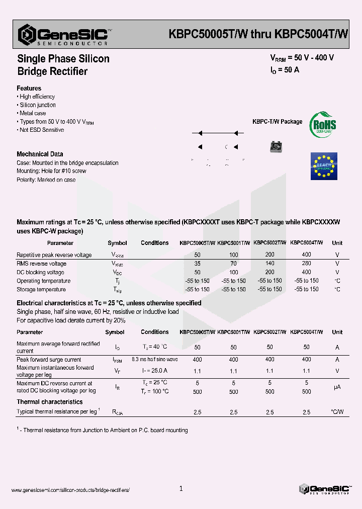 KBPC50005W_8164222.PDF Datasheet Download --- IC-ON-LINE
