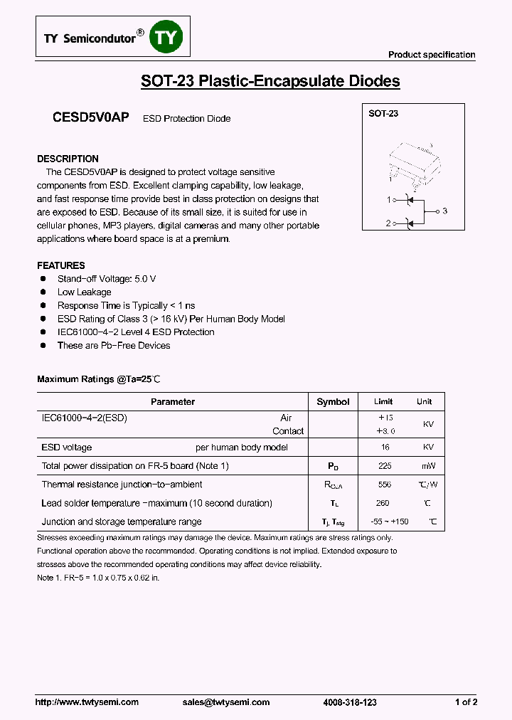 CESD5V0AP_8172607.PDF Datasheet Download --- IC-ON-LINE